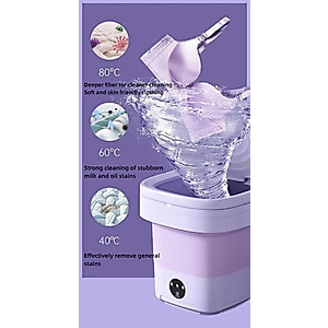 Portable washing machine.mini washing machine.11L high-capacity foldable washing machine.Deep cleaning of small clothing such as underwear and baby clothes.Suitable for camping and hotel (purple)