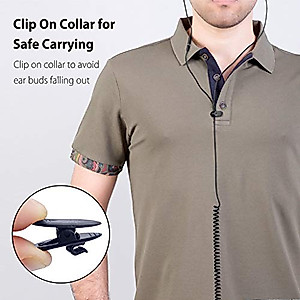 Avantree Long Cord Earbuds for TV & PC, 18ft / 5.5m Extension Cable Earphones with Mic & Extra Long Spring Coil Wire, Metal Stereo in-Ear Wired Bass Headphones for 3.5mm Audio Output Devices - HF027