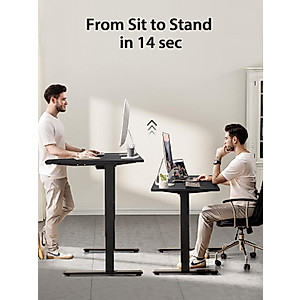 Totnz Standing Desk Adjustable Height, 55 x 34 Inch Electric Standing Desk,L Shaped Standing Desk Memory for Home Office Computer Desk with Headphone Hook,Obsidian