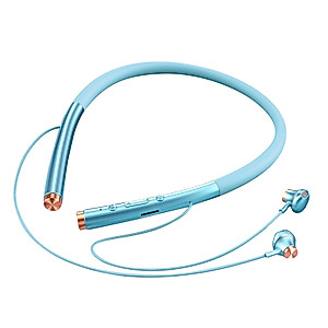 Sports Wireless Blue-Tooth Earphones, High-Power Neck-Mounted Mag-netic Earphones Stereo Earbuds, Bone-Conduction Earphone Foldable Headset Super Battery Life, for Outdoor Working Travel (Blue)