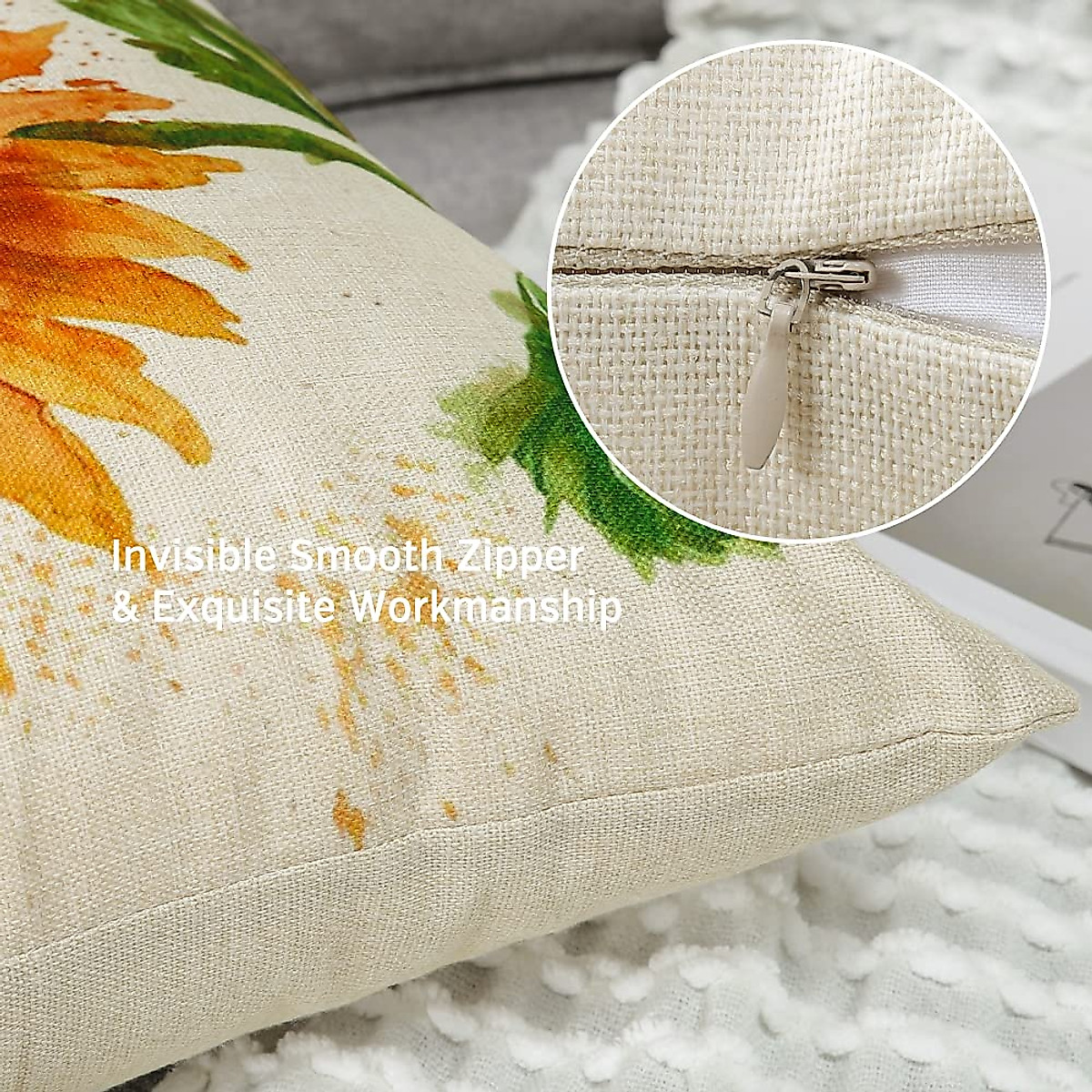Ohok Outdoor Waterproof Pillow Covers 18x18 Set of 4 Farmhouse Decor Pillow Covers Outdoor Patio Throw Pillow Covers for Patio Funiture Garden Bed Couch Sofa (Sunflower)