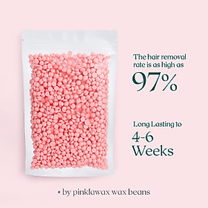 PinkLAwax Hard Wax Beads for Hair Removal, Bikini Wax Beads for Brazilian Waxing, 100g /0.22lb / 3.53 oz Hard Wax Beans with Rose Formula Prefect for Sensitive Skin, Coarse Hair, Bikini, Full Body, Facial and Legs at Home (100g)