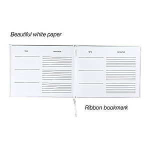 Samsill White Guest Book with Gold Foil - Guestbook Hardcover with Lines for Name, Address and Notes - 7" x 9" Wedding Guest Book / Registry Book - 120 Pages