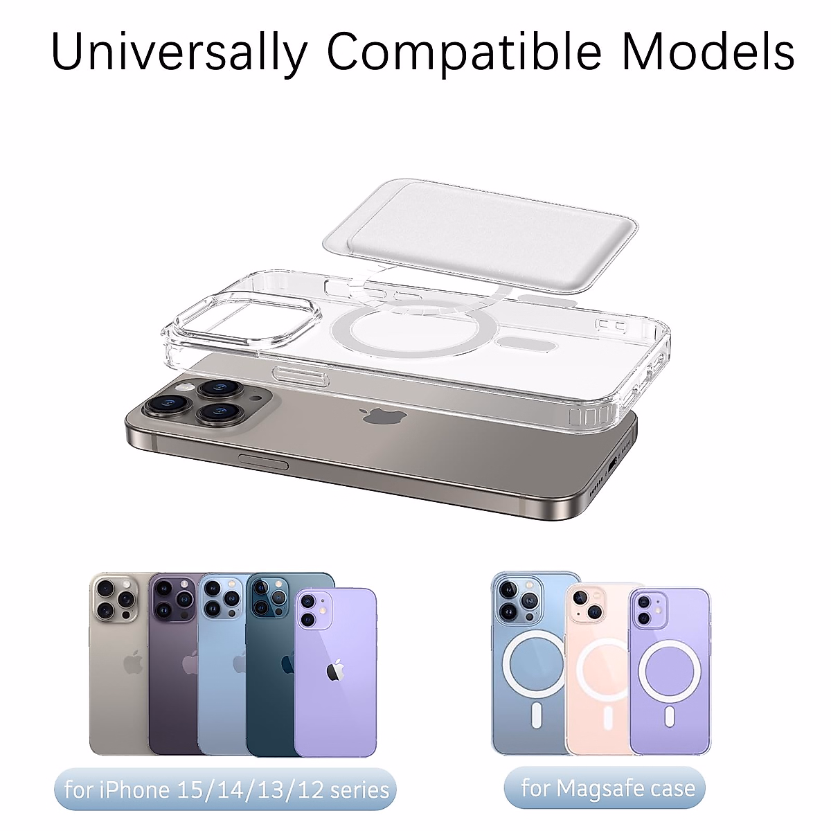 BENTOBEN Magnetic Phone Wallet Card Holder Case Compatible with Mag Safe,PU Leather Wallet for iPhone 15 14 13 12 Pro/Pro Max/Plus/Mini Mag Safe Case, White