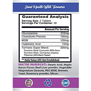 PET SUPPLEMENTS & NUTRITION LLC Joint Health for Cats - Cats Joint Health with Turmeric - MSM - Natural Support for Hip and Joints - glucosamine Monitors for Cats - 1 Bottle (60 Tablets)