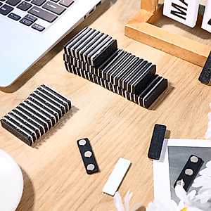 Macarrie 150 Packs Magnetic Name Tags Reusable Magnetic Name Badge Holder Metal ID Tag Magnet Backing with 3 Magnet Pins for Work and More