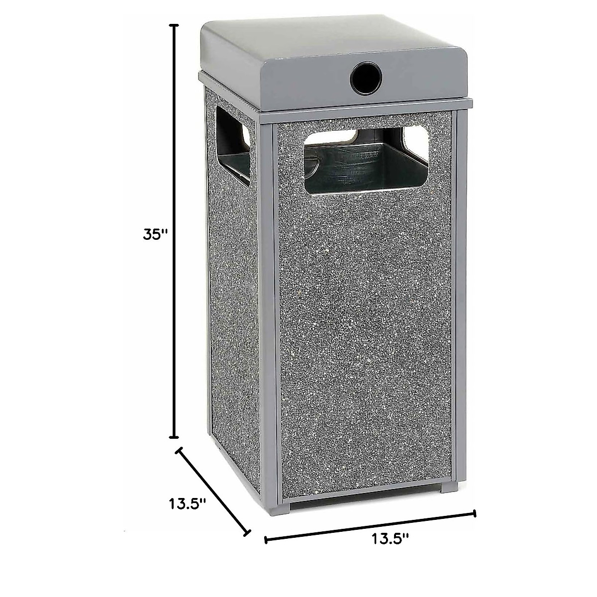 Global Industrial Stone Panel Trash Weather Urn, 13-1/2" Square X 35" H, Gray