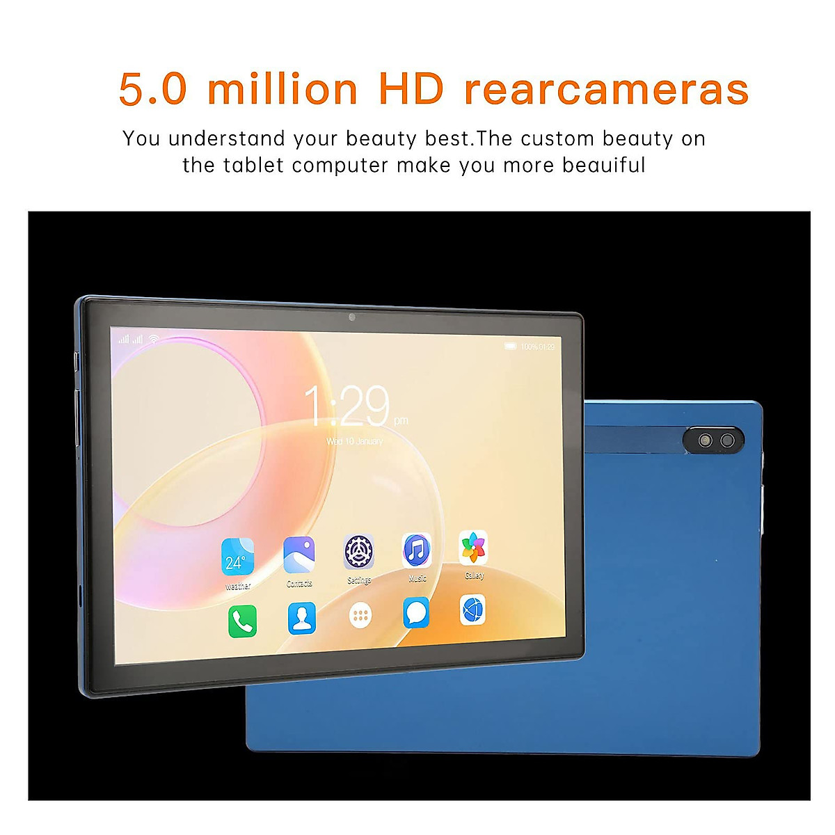 10 Inch Tablet, Dual Camera Office Tablet, IPS Screen, Blue, 2 Card Slots for Business (US Plug)