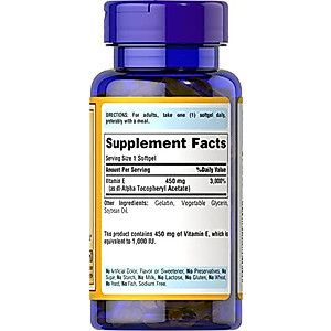 Puritan's Pride Vitamin E-1000 IU 50 SFTGLS