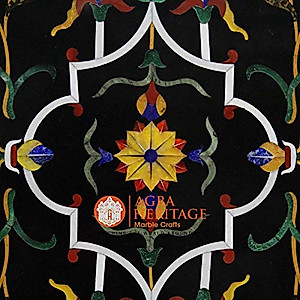 Marble Dining Side Table Top Marquetry Inlaid Gemstone Home Garden