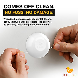 Ducki Door Stopper Wall Protector - Self Adhesive, Quiet, Reusable Shock Absorbent Gel - The Home or Office - Elegant Door Handle Silencer and Wall Protection Solution- (4pk)(Clear)