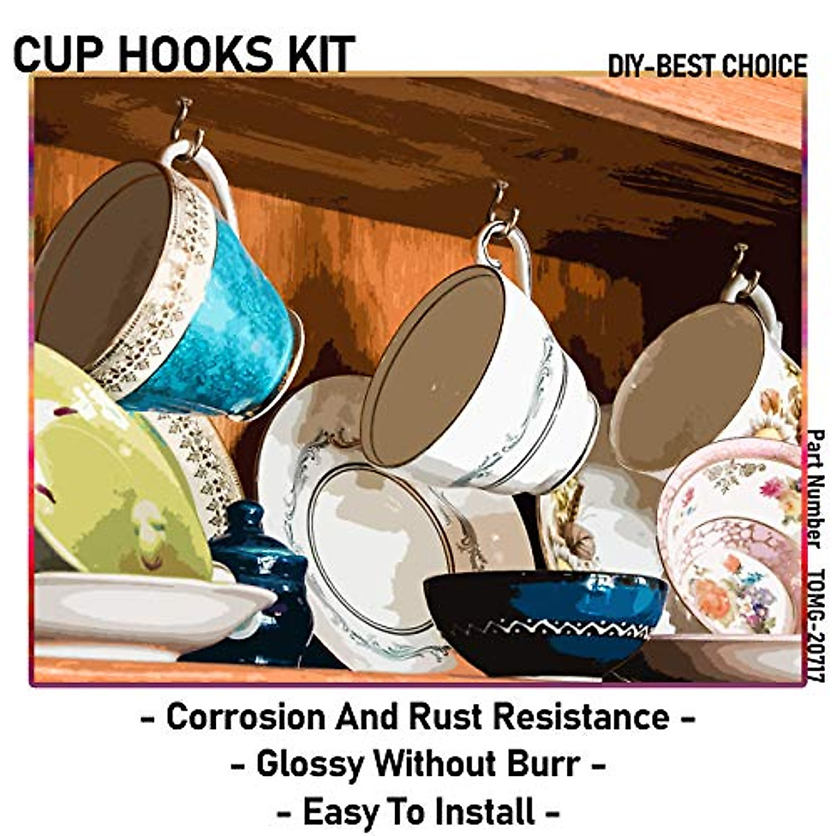 EIENHOSHI 7/8'' Rubbed Bronze Cup Hooks - Pack of 60, Screw-in Hooks for Hanging Stuff, Small Ceiling Hooks Great for Indoor-Outdoor Use