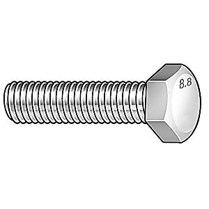 M12-1.25 x 45 mm. Class 8.8 Zinc Plated Hex Head Cap Screw, 10 pk.
