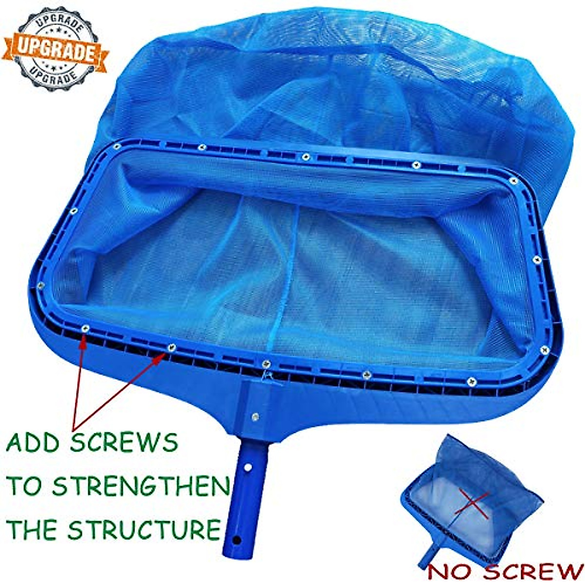 AnSun Upgraded Pool Skimmer Net, Heavy Duty Leaf Rake for Cleaning Swimming Pool & Pond, Fine Mesh Deep Bag Catcher with Strong Plastic Frame