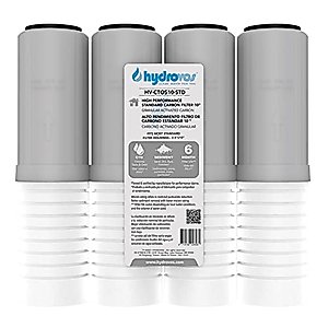 Hydrovos 10" x 2.5” Whole House Water Filter, Activated Carbon Reduces Sediment, Chlorine Taste and Odor, GAC Carbon Filter for Under Sink RO Units and 10 Inch Home Water Filtration Systems, 4 pack