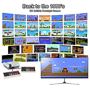Feliexez 1080P Retro Game Console, Gaming Consoles with 621 Built-in Old Games, Game Console Emulator TF Card Slot for Game Saves & Download, 8-Bit Plug &Play Video Game System for Kids&Adults as Gift