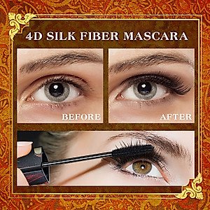 Princess Isabella Mascara, HOFASON 4D Silk Fiber Lash Mascara Waterproof Long Lasting Makeup, Natural Extension Mascara Black Volume and Length, Thick Thickening and Lengthening Voluminous Eyelashes