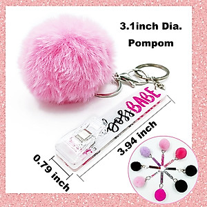 BATUMEYE Card Grabber Card Clip For Long Nails, Cute Acrylic Debit Bank Card Grabber Keychain with Pom Pom Ball and Plastic Clip For Women(New Pink White)