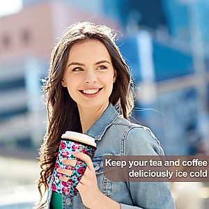 30 Pcs Reusable Iced Coffee Sleeve for Cold Beverages Cups Reusable Neoprene Insulator cup Sleeve with Handle Neoprene Holder Suitable for Hot And Cold Coffee or Ice Drink Fits 16-32oz Cups