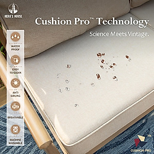 HERA'S HOUSE Patio Furniture Set, 2 x Cushioned Leg Chair, 3-Seat Sofa with Wood Grain Coffee Table, 5 Seats Luxury Windsor Style All Weahter Outdoor Sofa Conversation Set for Deck Lawn Backyard