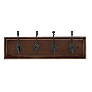 Hickory Hardware Cottage Collection Coat Rack/Hook Rail 4 Coat and Hat Hooks 20 Inch Long Medium Wood Grain with Vintage Bronze Finish