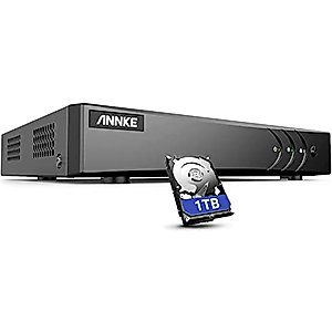 ANNKE 8 Channel 5MP Lite Security DVR Recorder with 1TB Hard Drive, H.265+ Hybrid 5-in-1 Surveillance DVR, Human & Vehicle Detection, Supports 8CH Analog and 2 IP Cameras for 24/7 Home CCTV