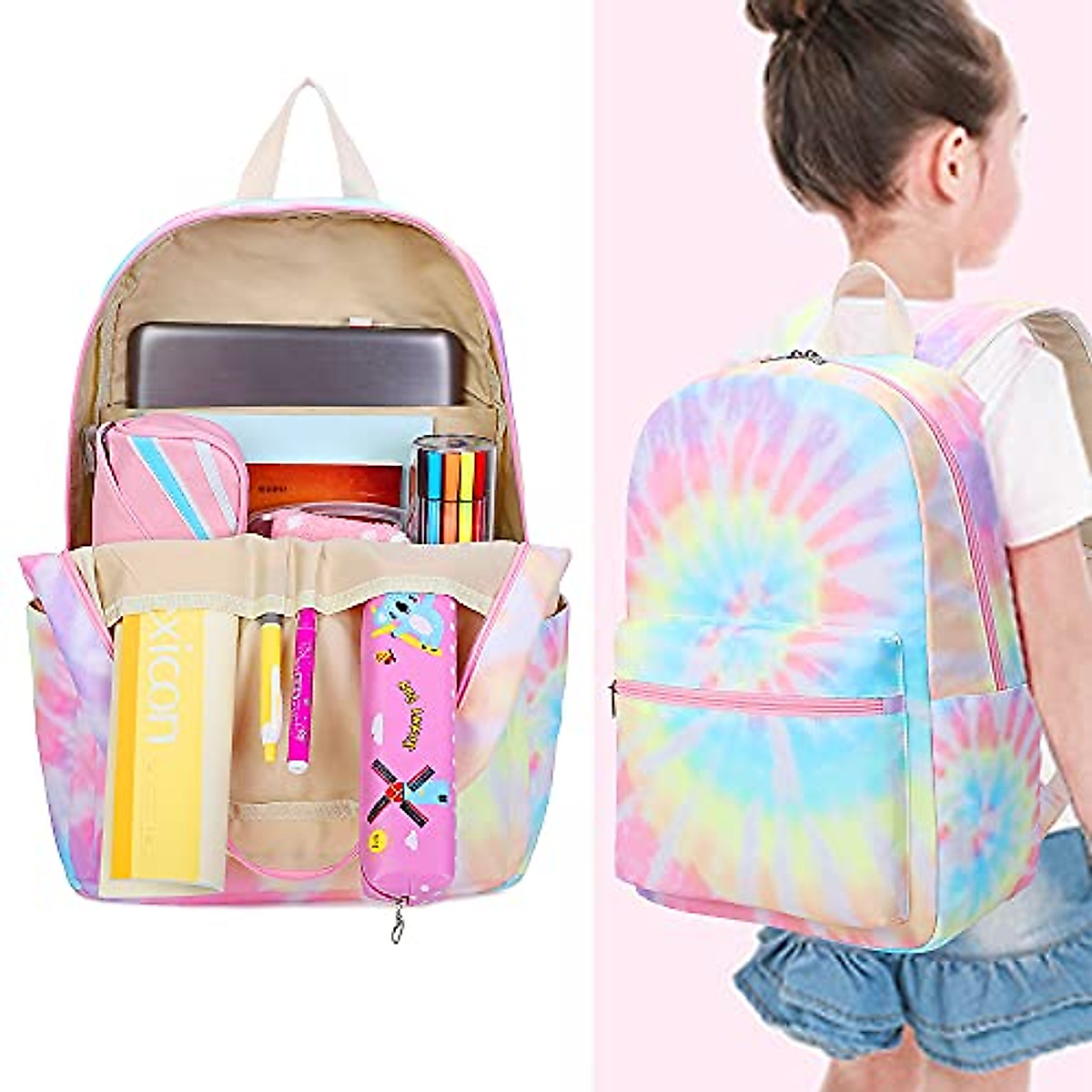 CAMTOP Girls Backpack with Lunch Box set Teen Backpack for School Bookbag