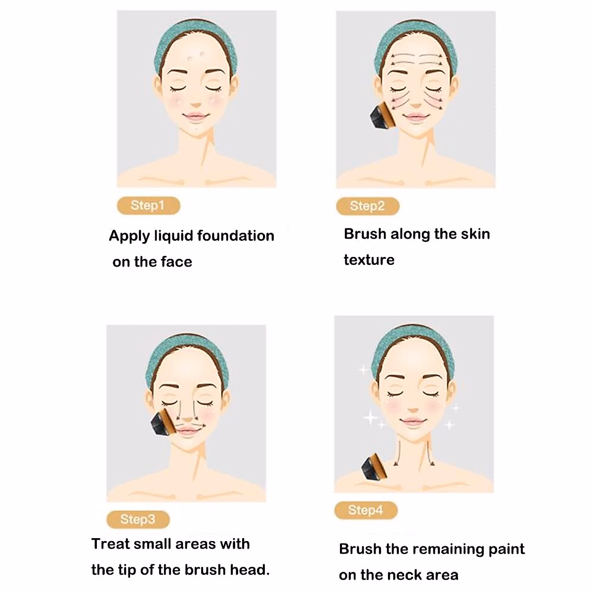 Foundation Makeup Brush Kabuki Makeup Brush Multifunctional Makeup Brush Make Up Tool for Foundation Blending Liquid (2pcs Black & 1pc Rose)