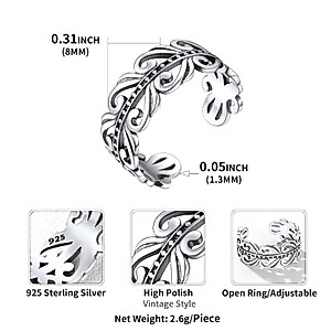 ChicSilver 925 Sterling Silver Ring 8mm Irish Celtic Knot Ring Eternity Wedding Band for Women Adjustable
