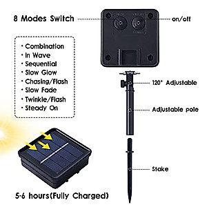 NiHoo Each 72 FT 200 LED Solar Outdoor String Lights,2 Pack Christmas Lights Waterproof with 8 Modes, Clear Bulbs Fairy Tree Light for Party Patio Garden Wedding Yard Decor(Cool White)