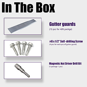 Mxclimate Gutter Guard 5'',Stainless Steel DIY Gutter Cover System 48ft,Micromesh Gutter Guards Downspout Leaf Protection fits any Traditional Roof Gutter Type