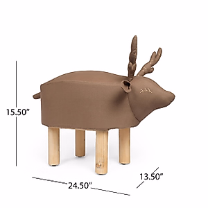 Christopher Knight Home Rivera Contemporary Kids Deer Ottoman, Brown, Brown, Natural