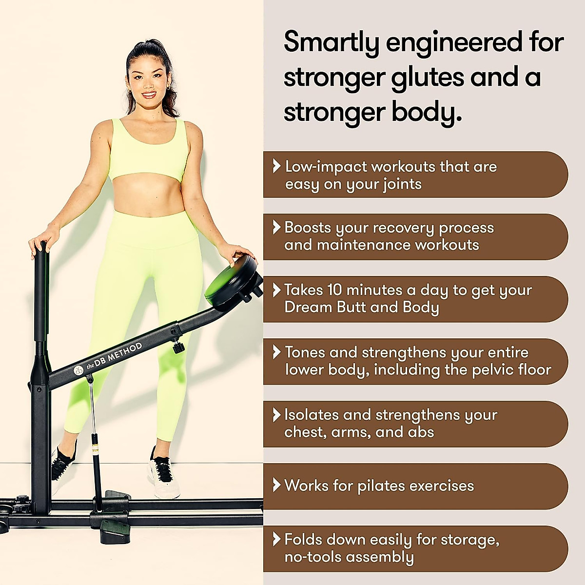 The DB Method Squat Machine with Phone Mount, Workout Equipment for Home Gym, Exercise Leg and Glutes, Low Impact Lower Body Fitness Workouts, Training for Total-Body, Easy Setup, Foldable for Storage
