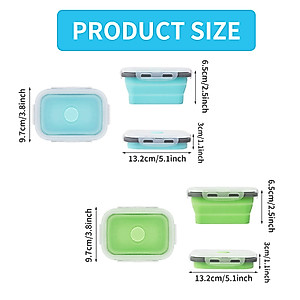 ABSOK 2 Pcs Collapsible Food Storage Containers with Lids and Vent, Silicone Food Storage Containers, Microwave Freezer Dishwasher Safe