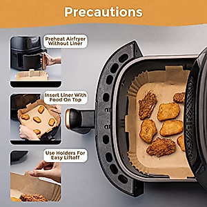 AEROSS Square Air Fryer Paper Liners Disposable, 120Pcs, 7.9Inch - Parchment Paper for Air Fryer– Unbleached, Oil-Resistant, Leak-Proof Liners– Perfect Liners for Microwave & Oven– BONUS Silicon Brush