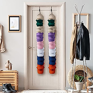 HYDERMUS Hat Rack 2 Pack for 32 Caps with Adjustable Height Over The Door Hat Organizer Metal Hat Holder with 32 Clips Hat Storage for Door and Wall