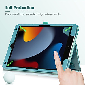 Fintie Folio Case for iPad 9th / 8th / 7th Generation (2021/2020/2019) 10.2 Inch - [Corner Protection] Premium Vegan Leather Stand Back Cover w/Pencil Holder, Auto Sleep/Wake, Emerald Marble
