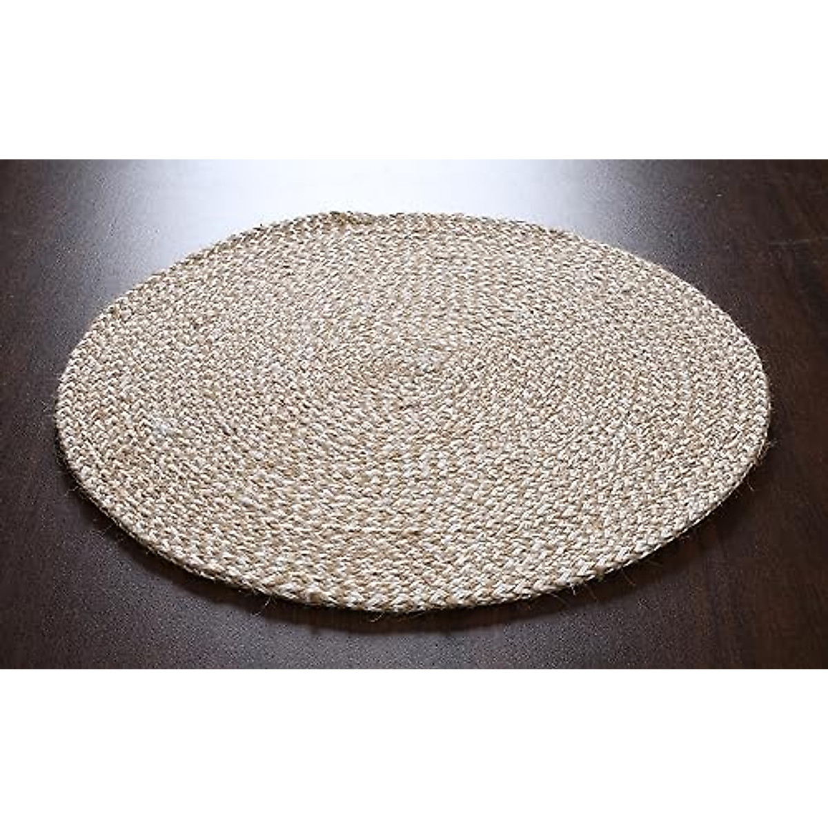 Hausattire Jute Braided Placemats 14 Inches Round - Off White, Farmhouse Reversible Woven Mats for Kitchen & Dining Table, Perfect for Indoor & Outdoor Use - (Set of 4)
