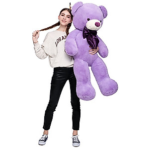 MaoGoLan Giant Purple Teddy Bear 47 inch Life Size Bear Stuffed Animal Plush Toy Valentines Bear for Girls Girlfriend Wife Children Teens