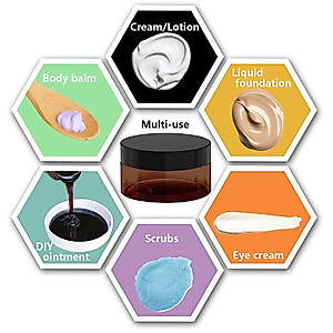 8 oz Amber Plastic Cosmetic Jars Leak Proof Container with Black Lid for Cream, Lotion, Powder, ointment, Beauty Products etc, 12 Pcs.