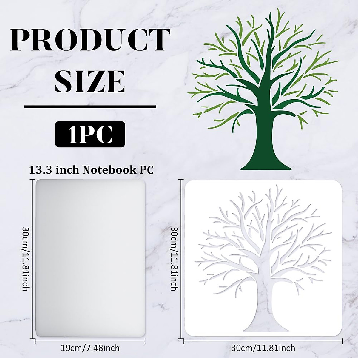FINGERINSPIRE Tree Stencils Template 11.8x11.8inch Plastic Tree Branches Drawing Painting Stencils Square Reusable Stencils for Painting on Wood, Floor, Wall and Tile