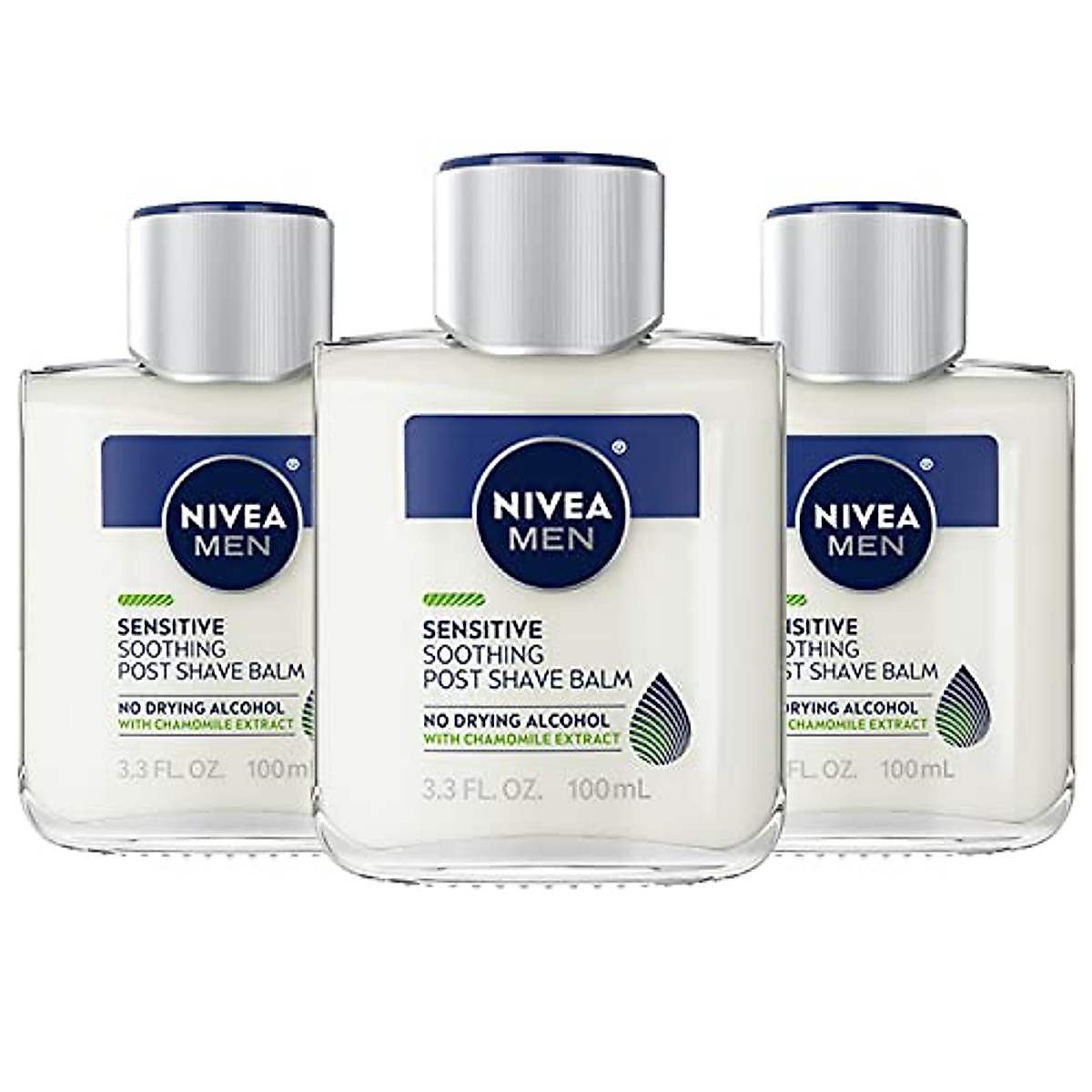 Nivea Men Sensitive Post Shave Balm with Vitamin E, Chamomile and Witch Hazel Extracts, 3 Pack of 3.3 Fl Oz Bottles