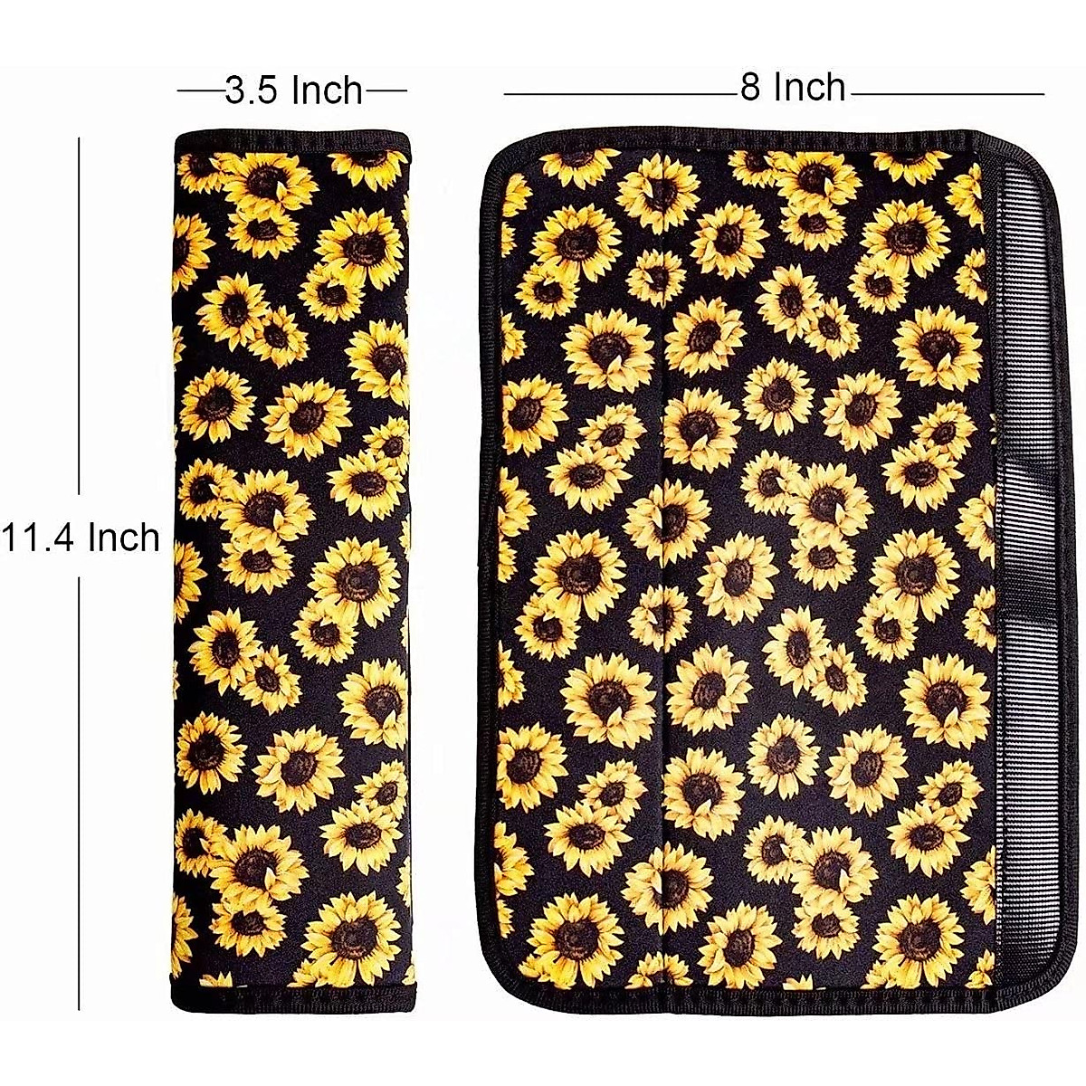 Bulopur Car Seat Straps Shoulder Pads,Yellow Sunflowers Printed Car Seat Strap Covers, Soft Seat Belt Covers for All Car Seats, Pushchair, 2 Piece