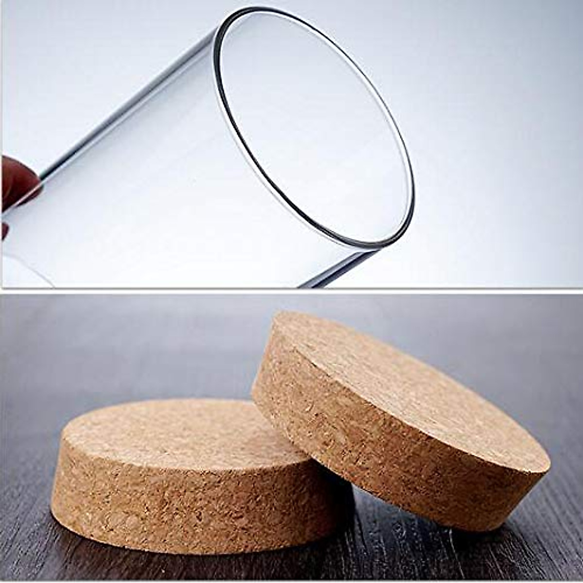 XINGZI Kitchen Storage Containers With Cork Lids Set Of 2 300ml/10oz Durable Refillable Clear Glass Food Canisters Storage Container Vial Jars For Tea Coffee Flower Dry Goods Pantry Organization