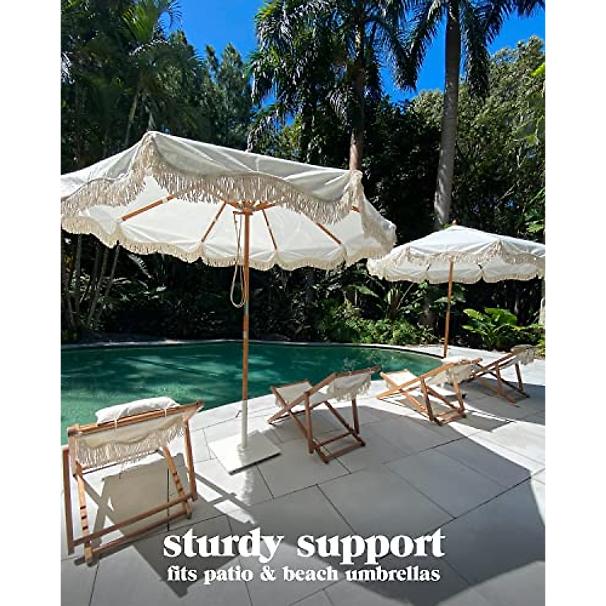 Business & Pleasure Co. Classic Patio Umbrella Base - Fits up to 6' Patio & Beach Umbrellas - Heavy Duty Square Metal Umbrella Stand Outdoor Base - White, 35 lbs