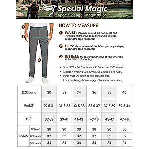 SPECIALMAGIC Golf Pants Men Stretch Slim fit Hiking Pants Lightweight Dress Casual Tapered Zipper Pockets 34 Grey