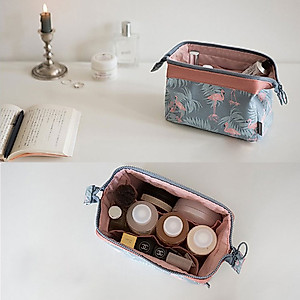 Makeup Bag/Travel Cosmetic Bags/Brush Pouch Toiletry Kit Fashion Women Jewelry Organizer with Zipper Flamingo Make-up Carry Case Pencil Holder Portable Cube Purse (Light Blue)