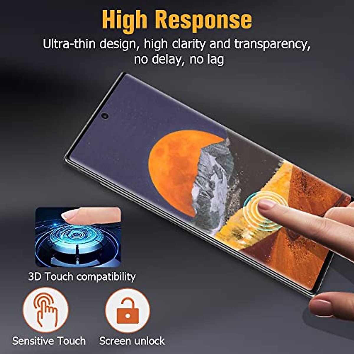 Galaxy Note 10 Screen Protector【2+2 Pack】With Camera Lens Protector, Compatible Fingerprint, 3D Glass Full Coverage 9H Hardness Tempered Glass Screen Protector for Samsung Galaxy Note 10 (6.4 Inch)