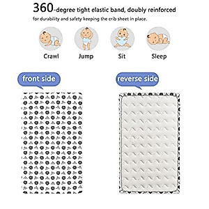 Rose Themed Fitted Mini Crib Sheets,Portable Mini Crib Sheets Soft and Breathable Bed Sheets-Great for Boy or Girl Room or Nursery,24“ x38“,Charcoal Grey and White