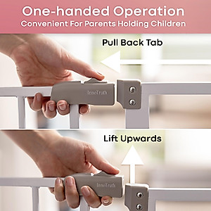 InnoTruth 29-39.6" Width Auto Close Dog Gate, 30" Tall Wide Baby Gate for Pets, Extra Wall Pressure or Hardware Mounted for Stairs, Doorways, Bedrooms, Safety Child No Drill Walk Through Gate, White